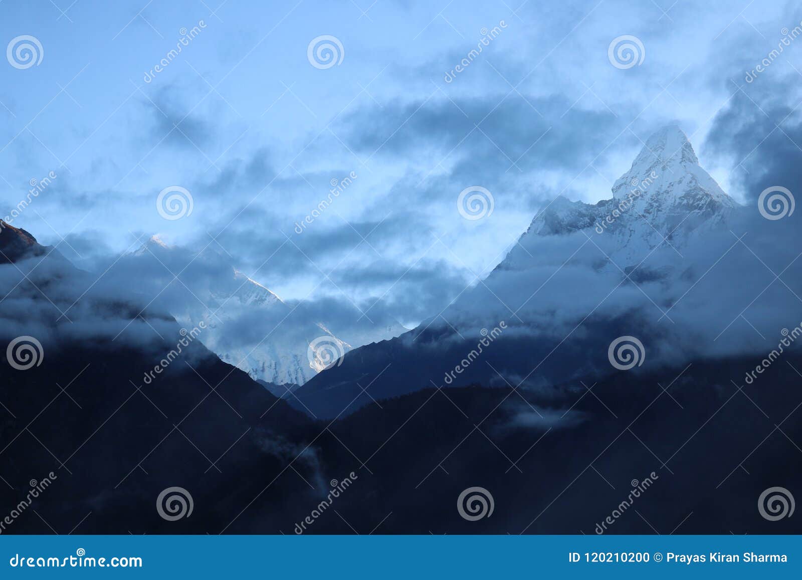 Ama Dablam is a Mountain with Cloud and Sky Background Stock Photo ...