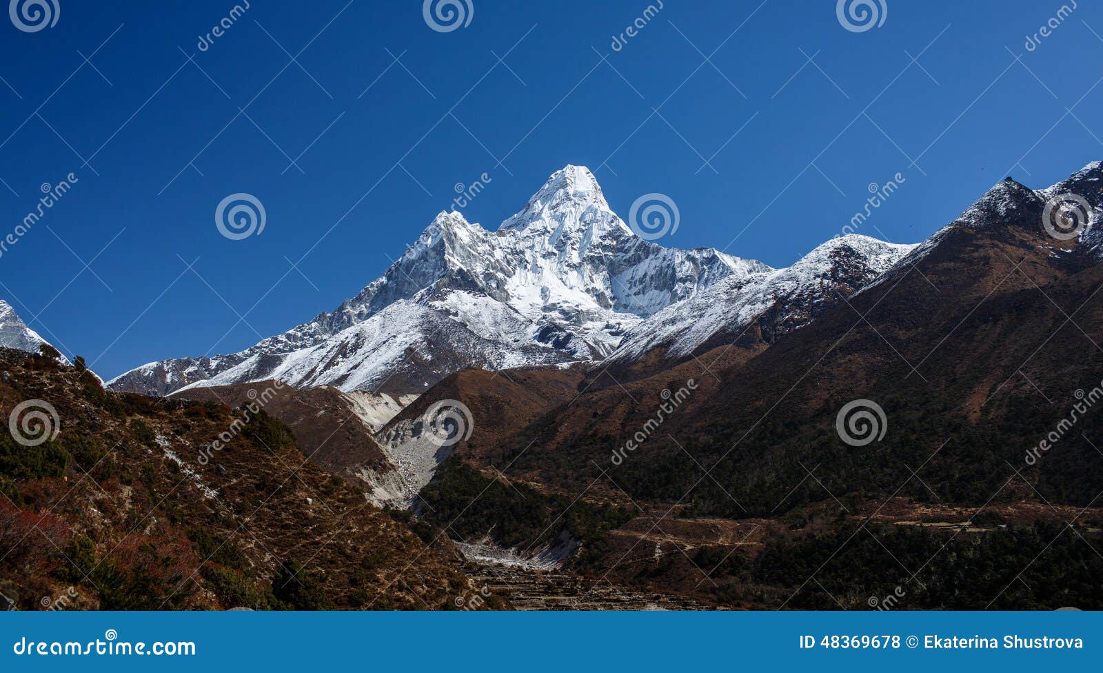 Ama Dablam Mountain View in Nepal Stock Photo - Image of outdoor ...