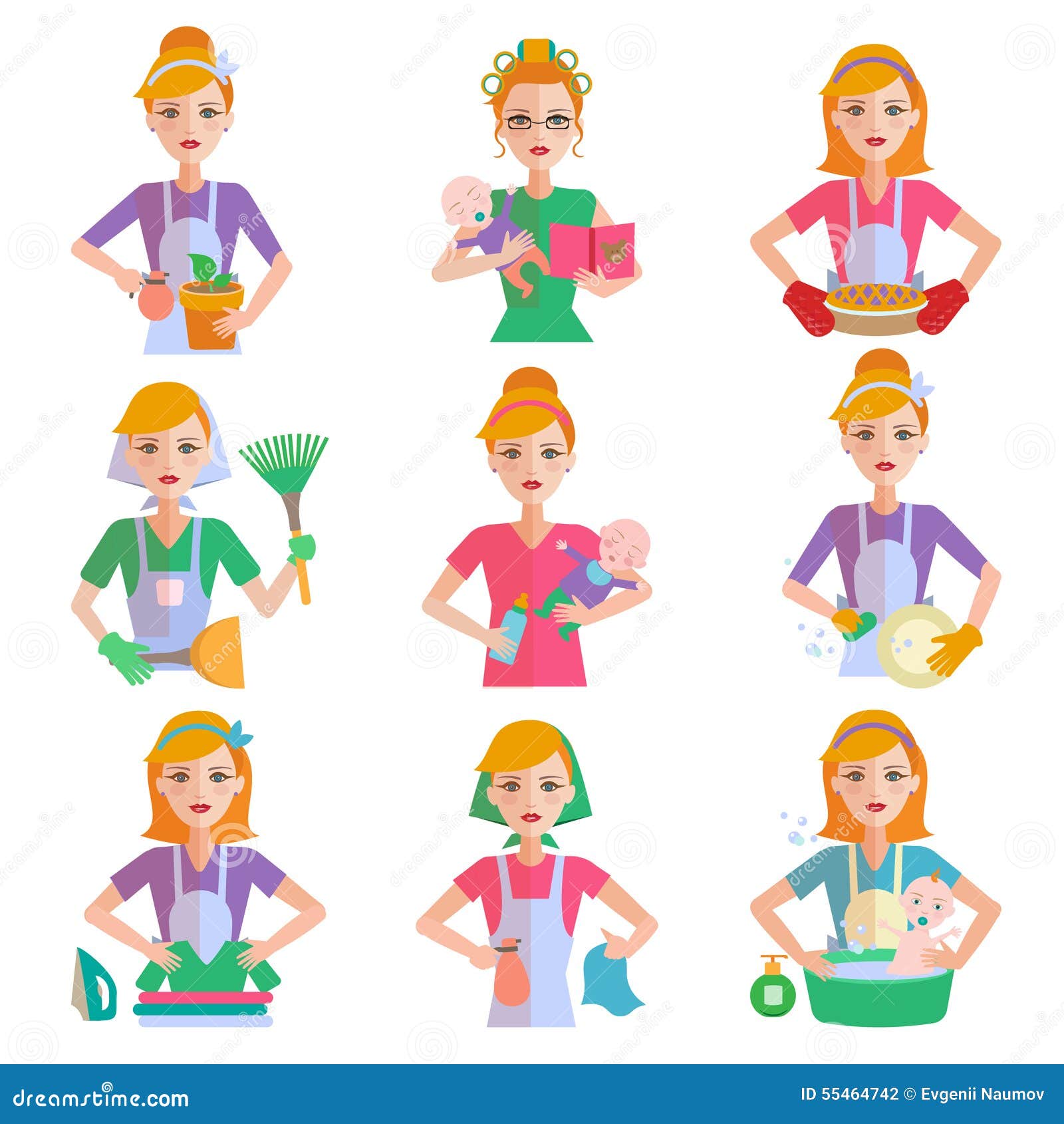 Ama de casa Icon Set ilustración del vector. Ilustración de plano ...