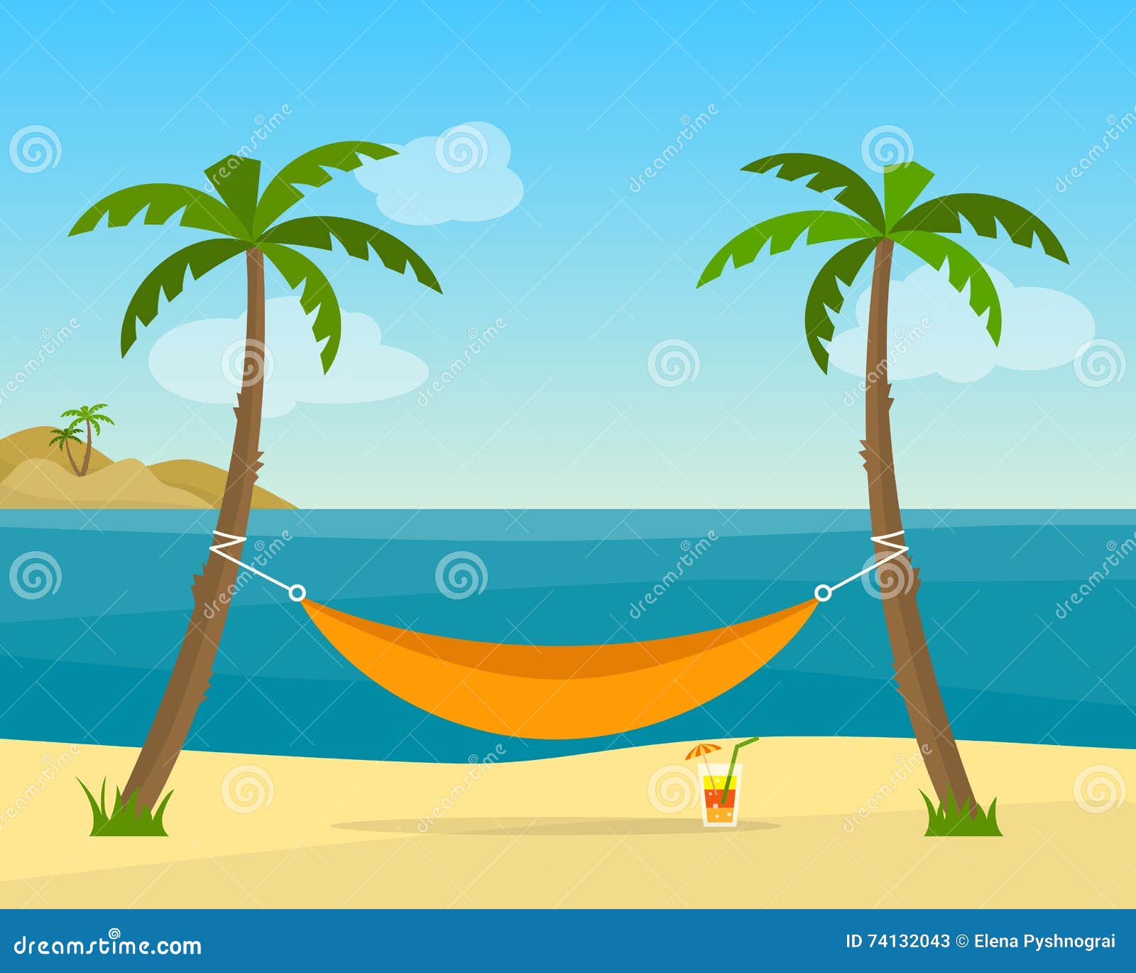 Amaca Con Le Palme Sulla Spiaggia Illustrazione Vettoriale ...