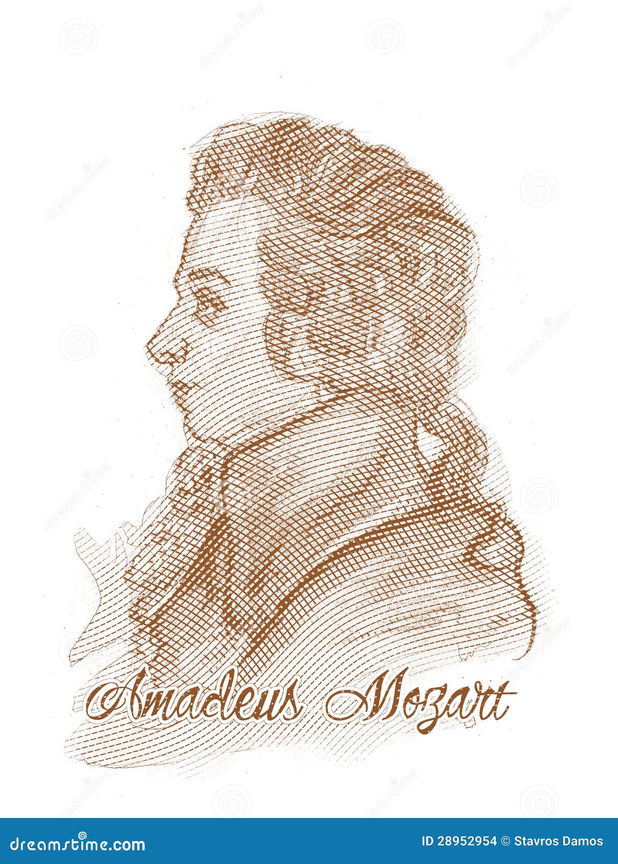 Amadeus Mozart Engraving Style Portrait Editorial Stock Image ...