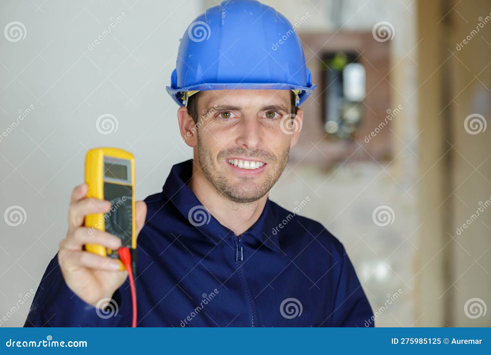 Amale Electrician Showing Multimeter Stock Image - Image of current ...