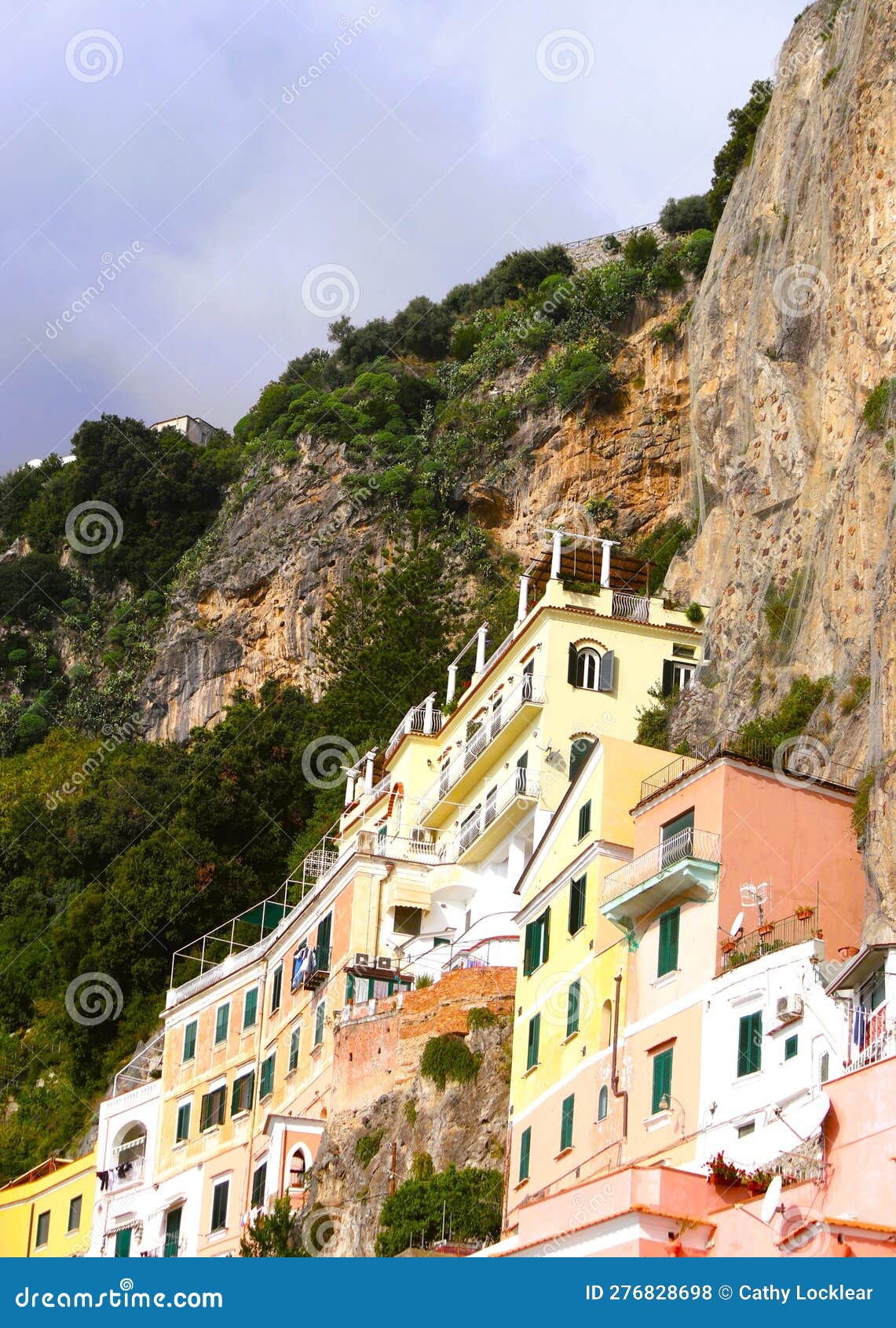 Amalfi Coast Views of the Homes Built into the Mountain Cliffs Stock ...