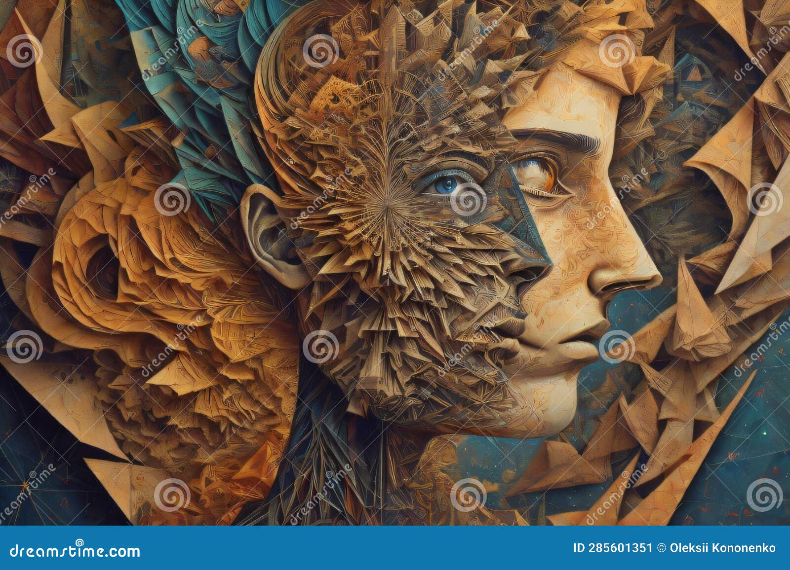 Amalgamation of a Human Face and Fractal Elements, Suitable for Themes ...