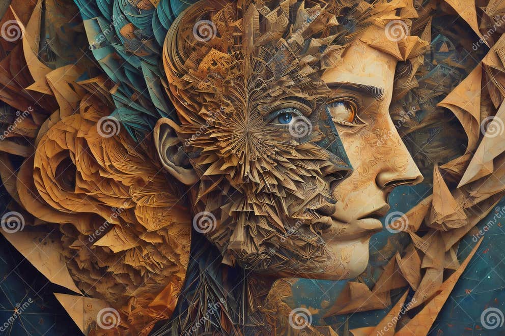 Amalgamation of a Human Face and Fractal Elements, Suitable for Themes ...