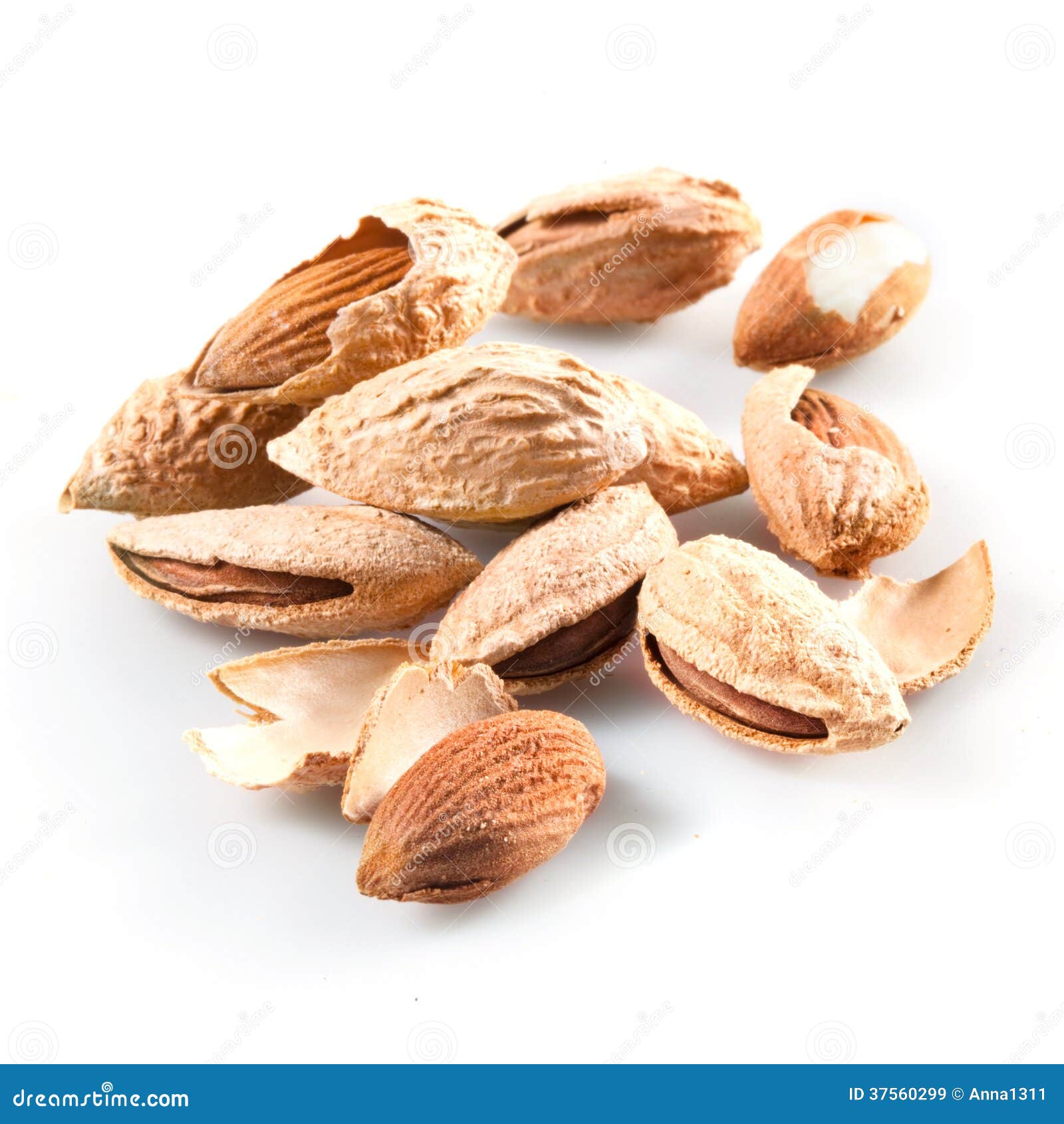 Amandel. Groep Noten in Pit Stock Afbeelding - Image of groep ...