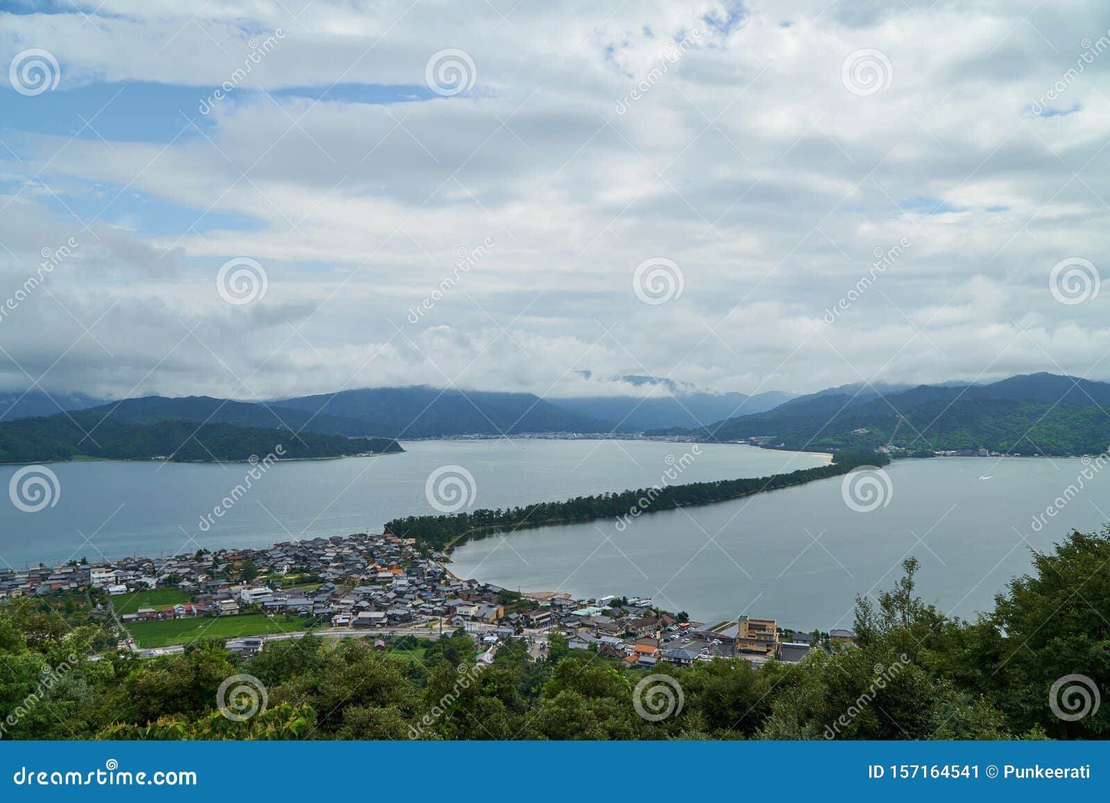 Amanohashidate Top View with Blue Sky Stock Image - Image of region ...