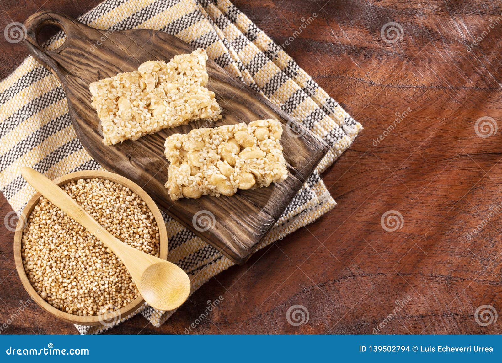 Popped Amaranth Grain and Bars - Amaranthus. Text Space Stock Photo ...