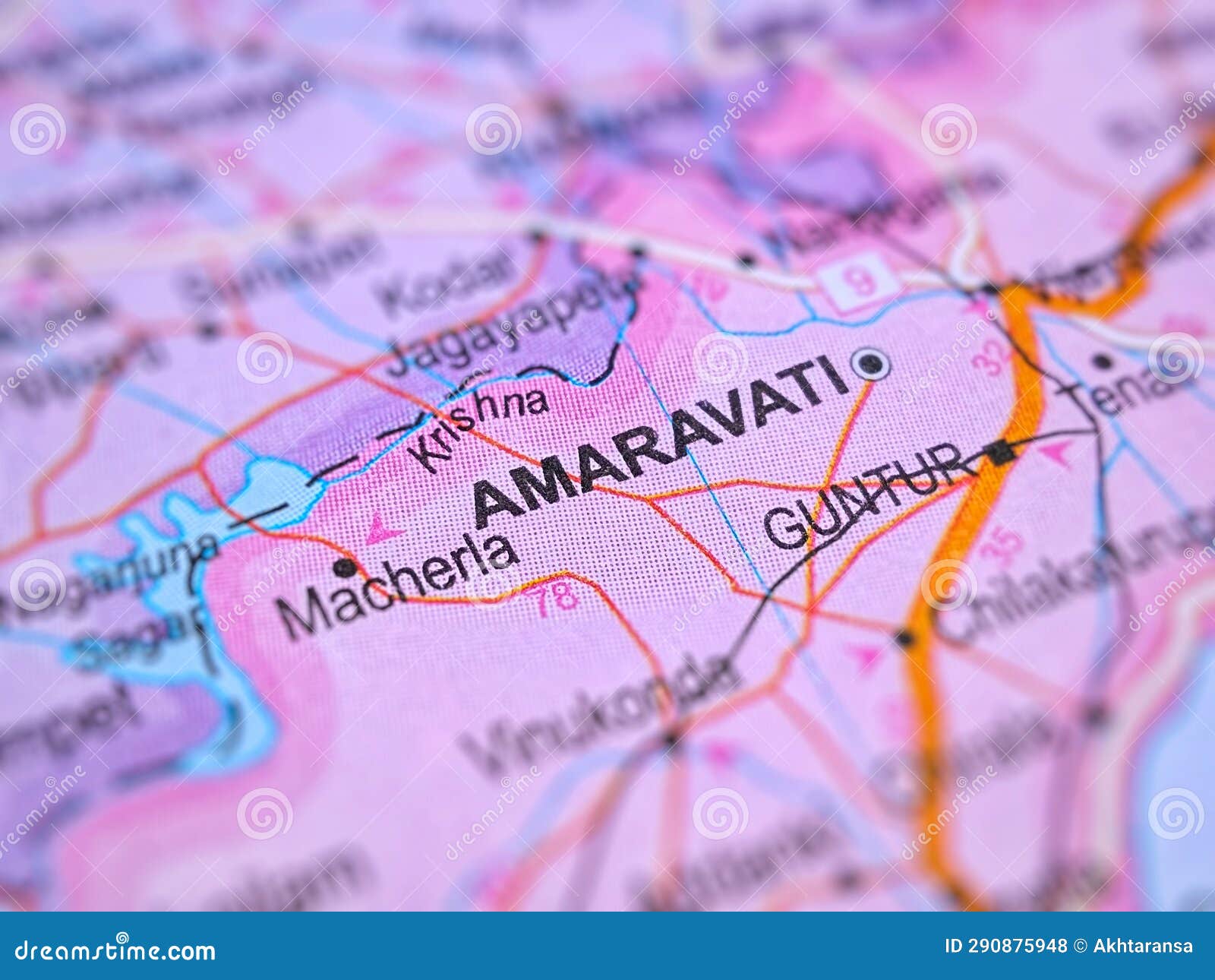 Amaravati on a Map of India with Blur Effect Stock Photo - Image of ...