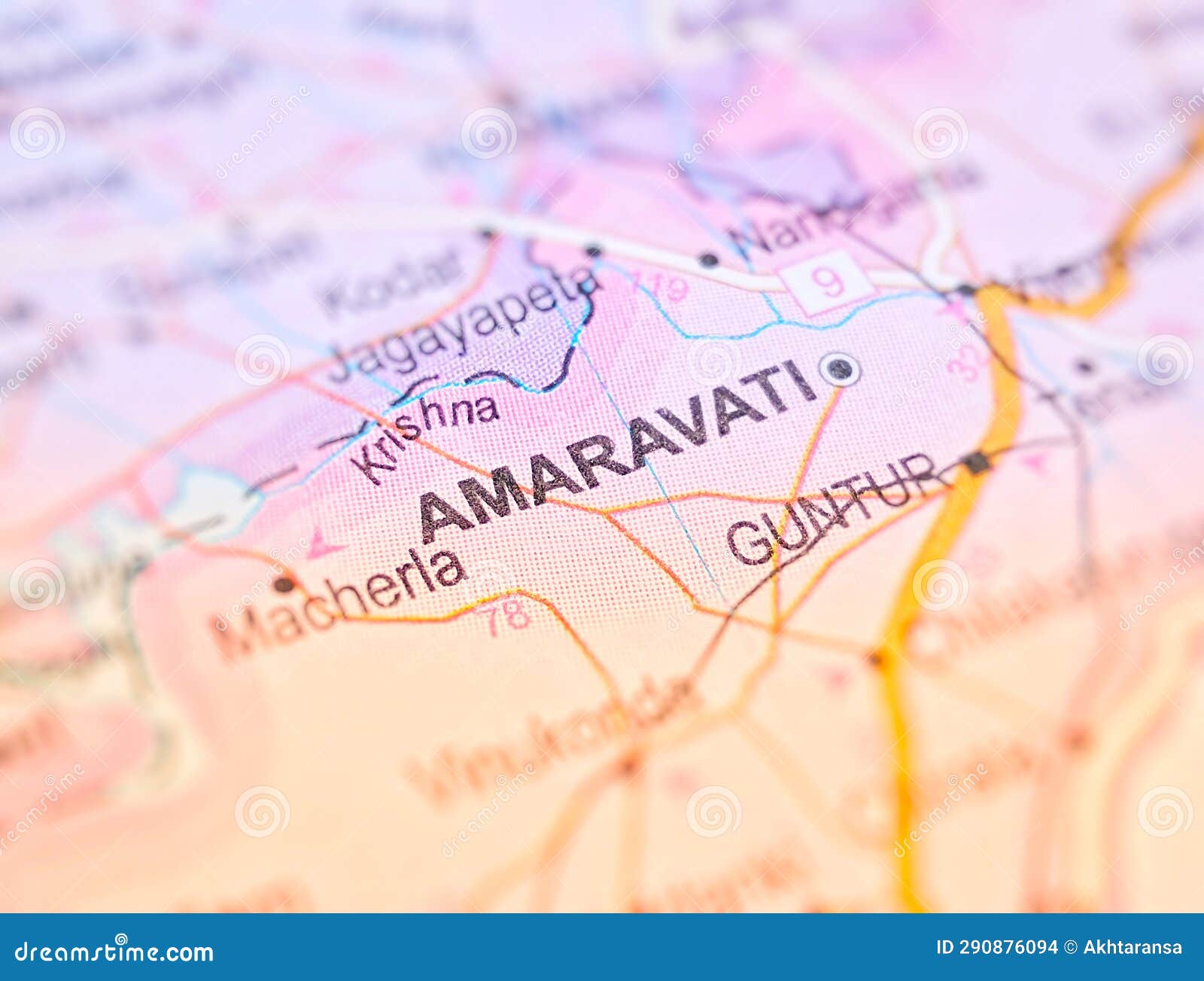 Amaravati on a Map of India with Blur Effect Stock Photo - Image of ...