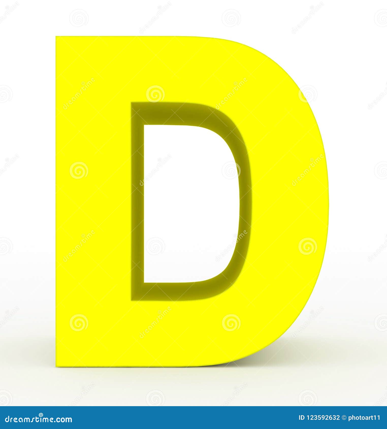 Amarillo De La Letra D 3d Aislado En Blanco Stock de ilustración ...