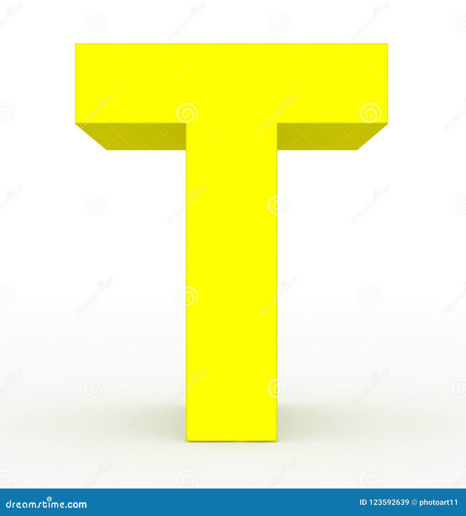 Amarillo De La Letra T 3d Aislado En Blanco Stock de ilustración ...