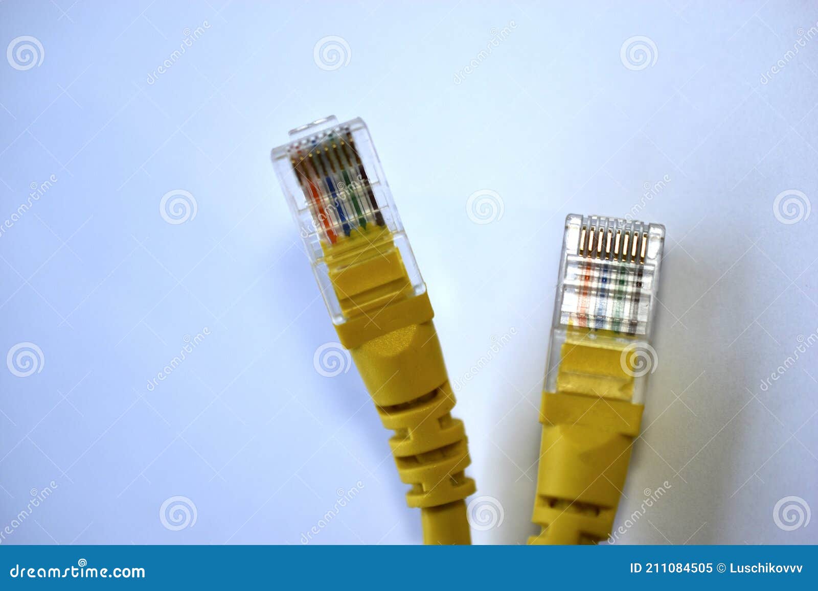 Amarillo Rj45 O Cable Ethernet Internet Sobre Fondo Blanco Imagen de ...