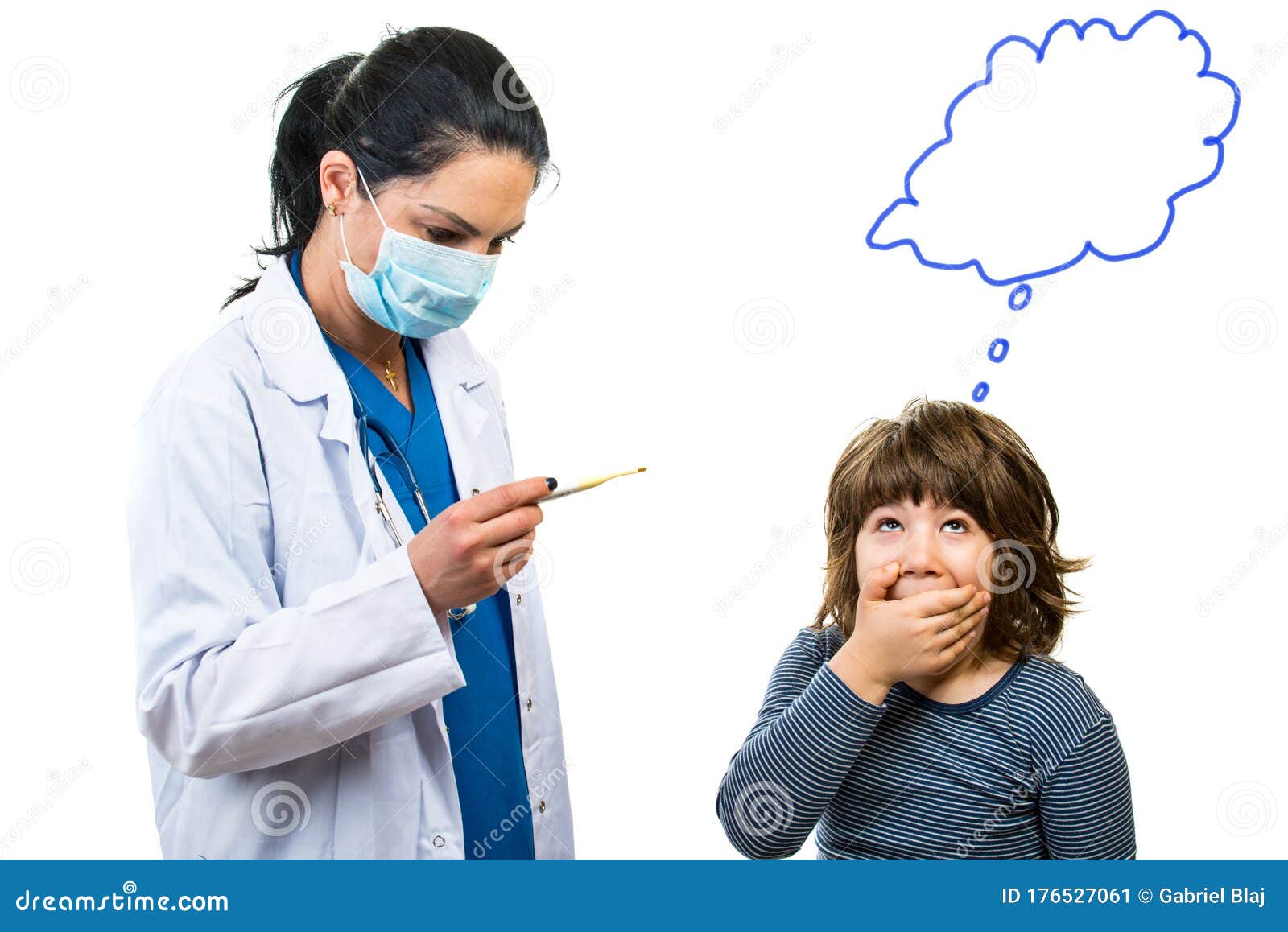 Amazed Boy of Doctor Checking His Temperature Stock Image - Image of ...