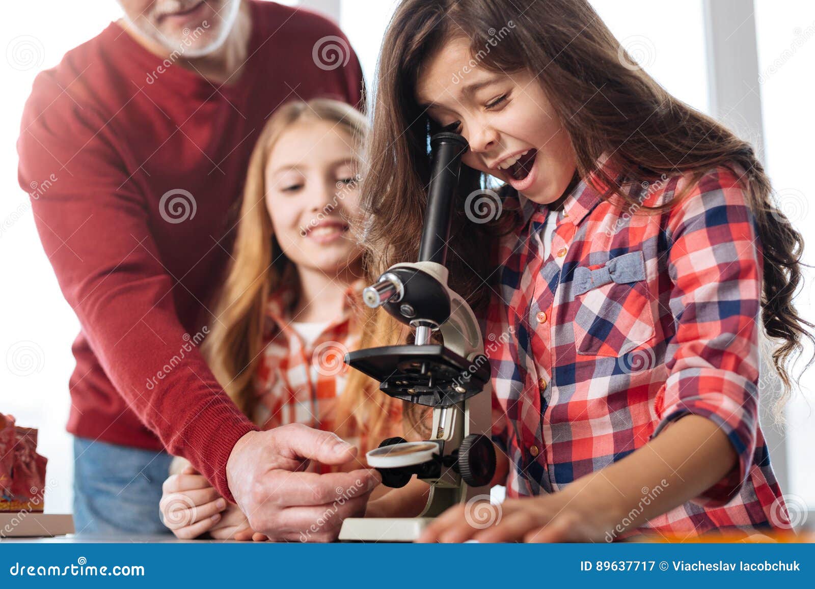 Amazed Cute Child Observing Microscopic Particles Stock Image - Image ...