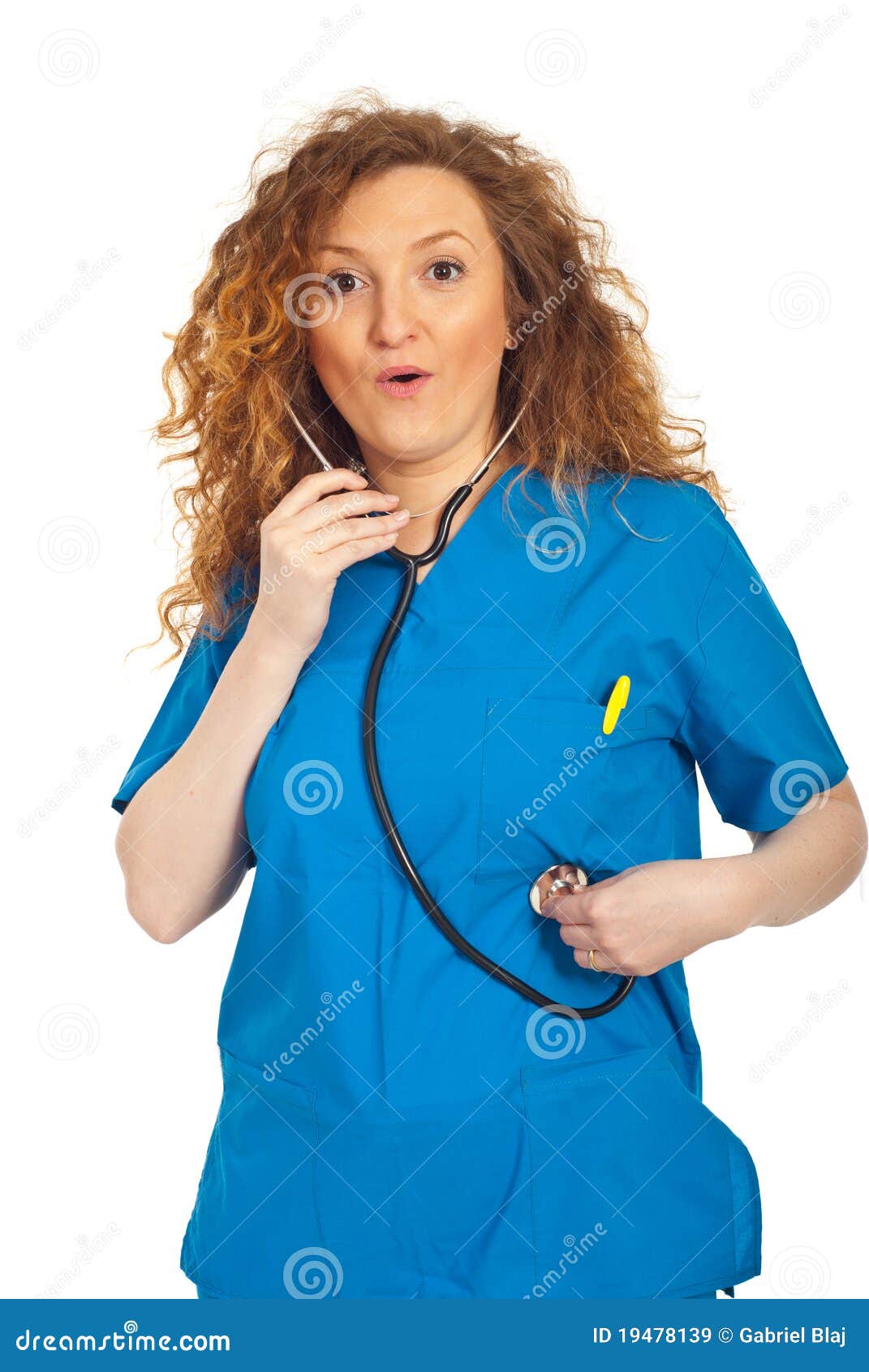 Amazed Doctor Woman Examine Herself Stock Image - Image of people ...