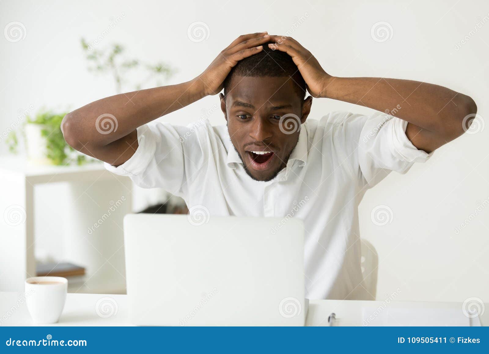 Amazed Excited African-american Man Surprised by Unexpected Good Stock ... Amazed Excited African-american Man Surprised by Unexpected Good Stock ...