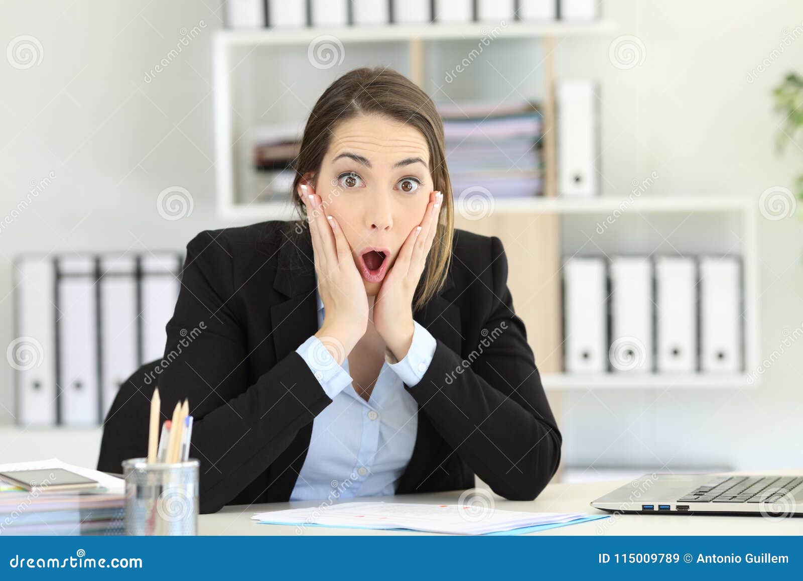 Amazed Executive Looking at Camera at Office Stock Image - Image of ...