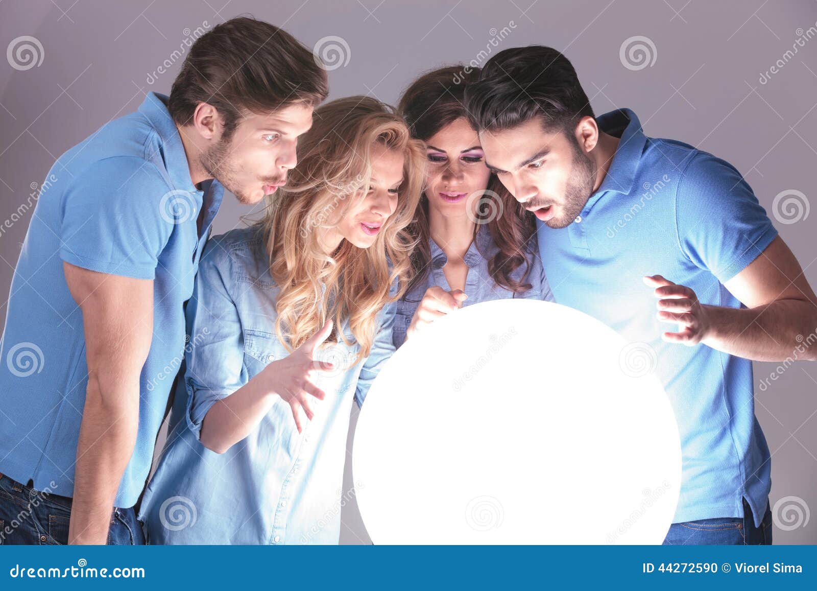 Amazed Group of People Reading Their Future Stock Photo - Image of ...