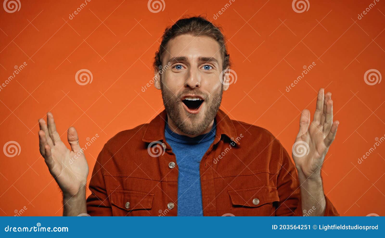 Amazed Man Looking at Camera on Stock Image - Image of bearded, casual ...