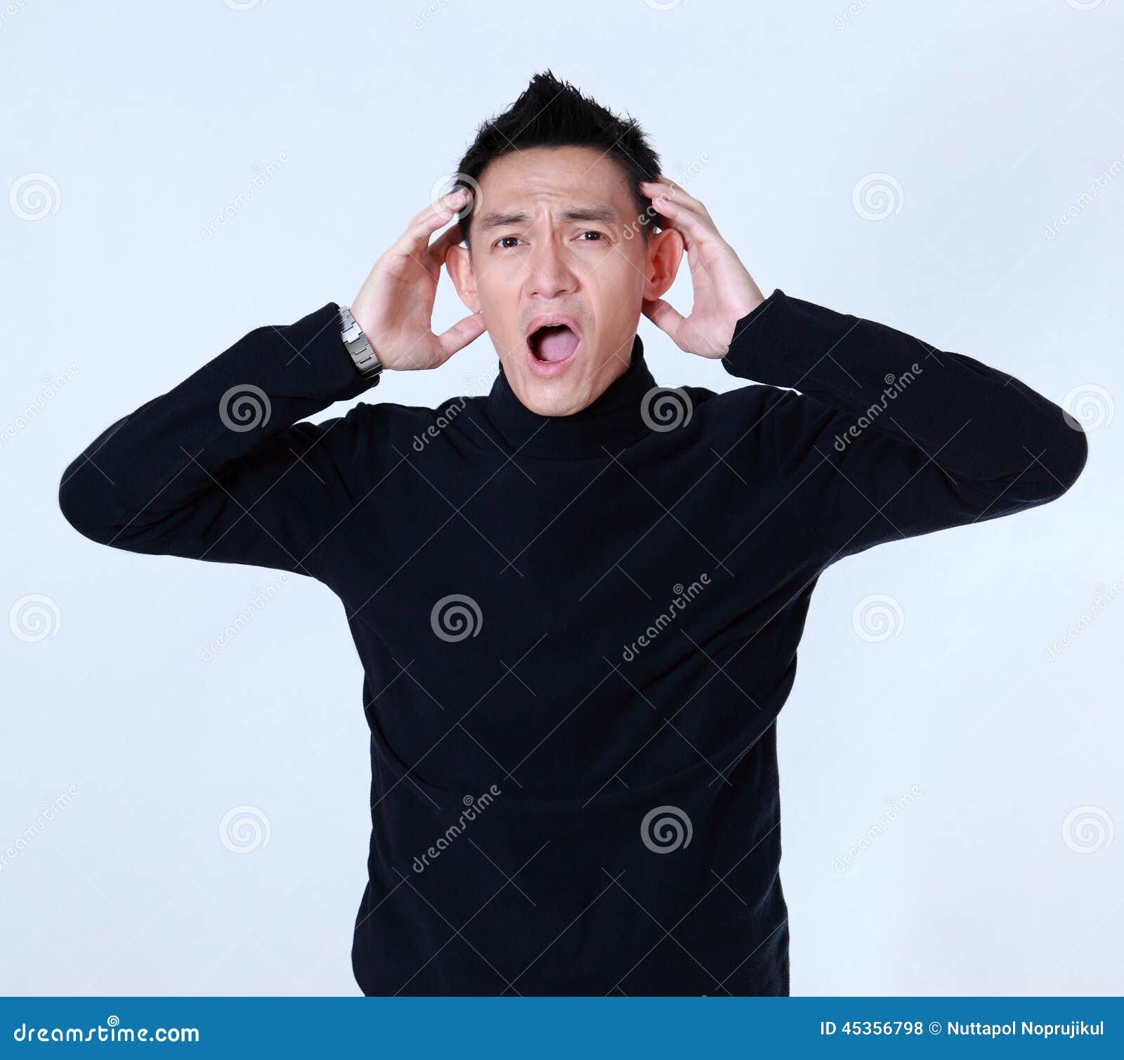 Amazed Man Portrait on Gray Background Stock Photo - Image of human ...