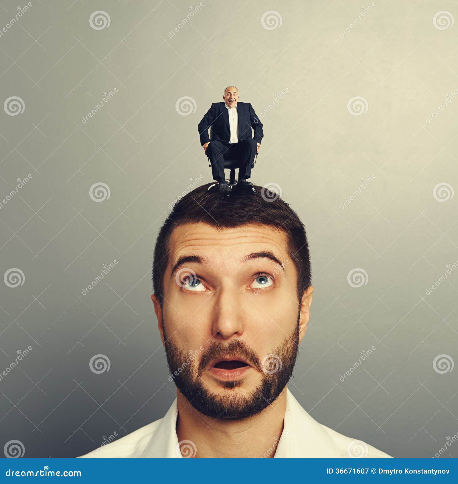 Amazed Man with Small Happy Man Stock Image - Image of exploitation ...