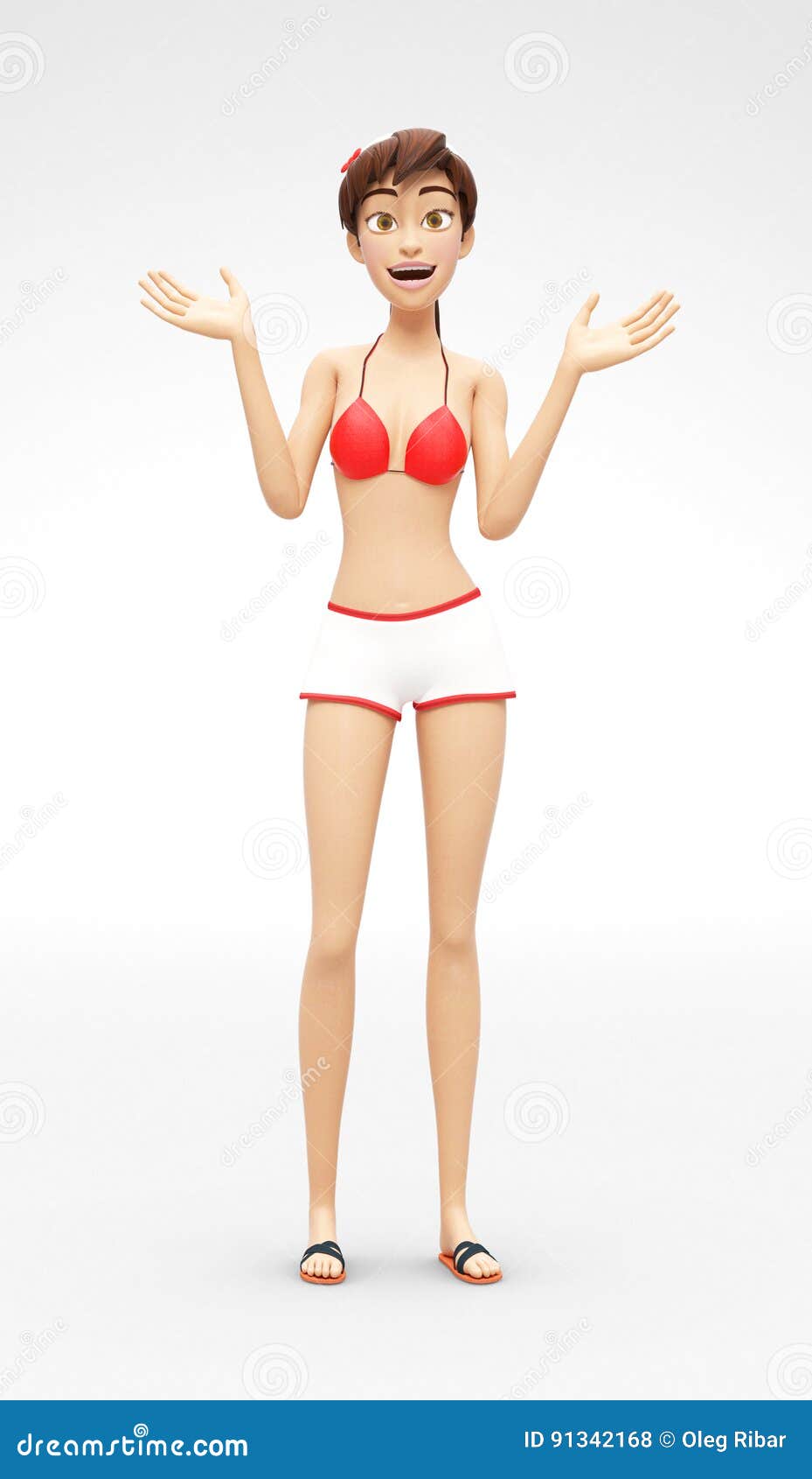 Amazed And Perplexed By Aha Moment Smiling Jenny 3d Cartoon Female Character Model