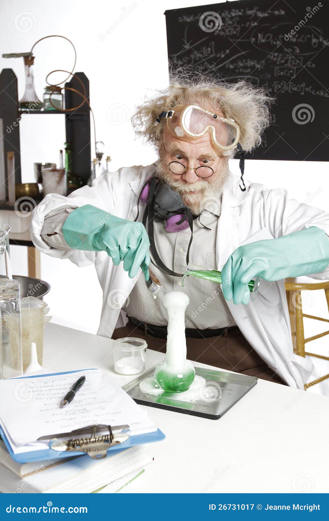 Amazed Senior Scientist with Foaming Beaker Stock Image - Image of ...