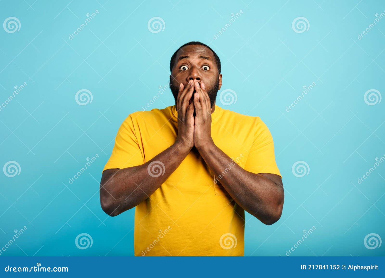 Amazed Shocked Millennial Black Male In Glasses Open Mouth Looks