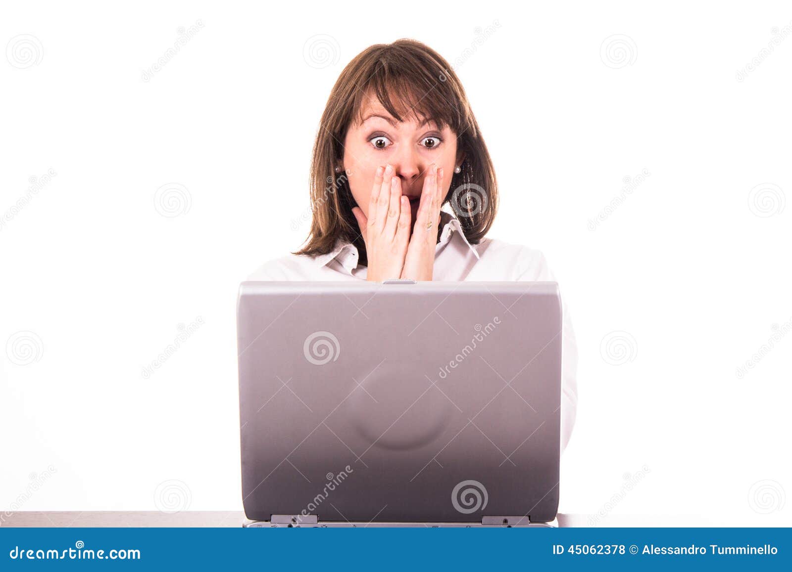 Amazed Woman at the Computer Stock Photo - Image of desk, businesswoman ...