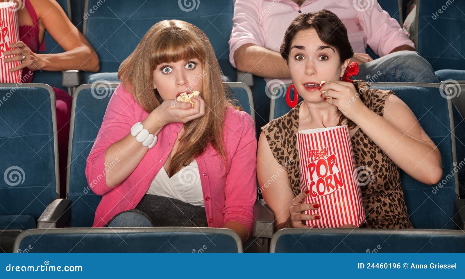 Amazed Women Eating Popcorn Stock Photo - Image of leopard, anxious ...