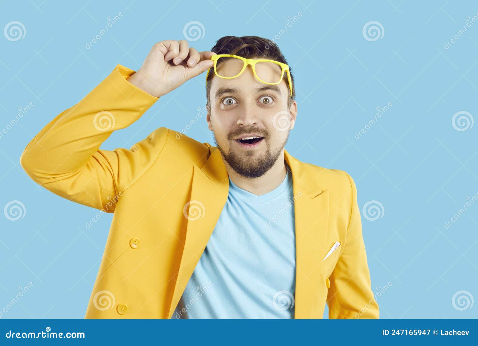 Stunned Man Shocked By Good Sale Deal Stock Image Image Of News