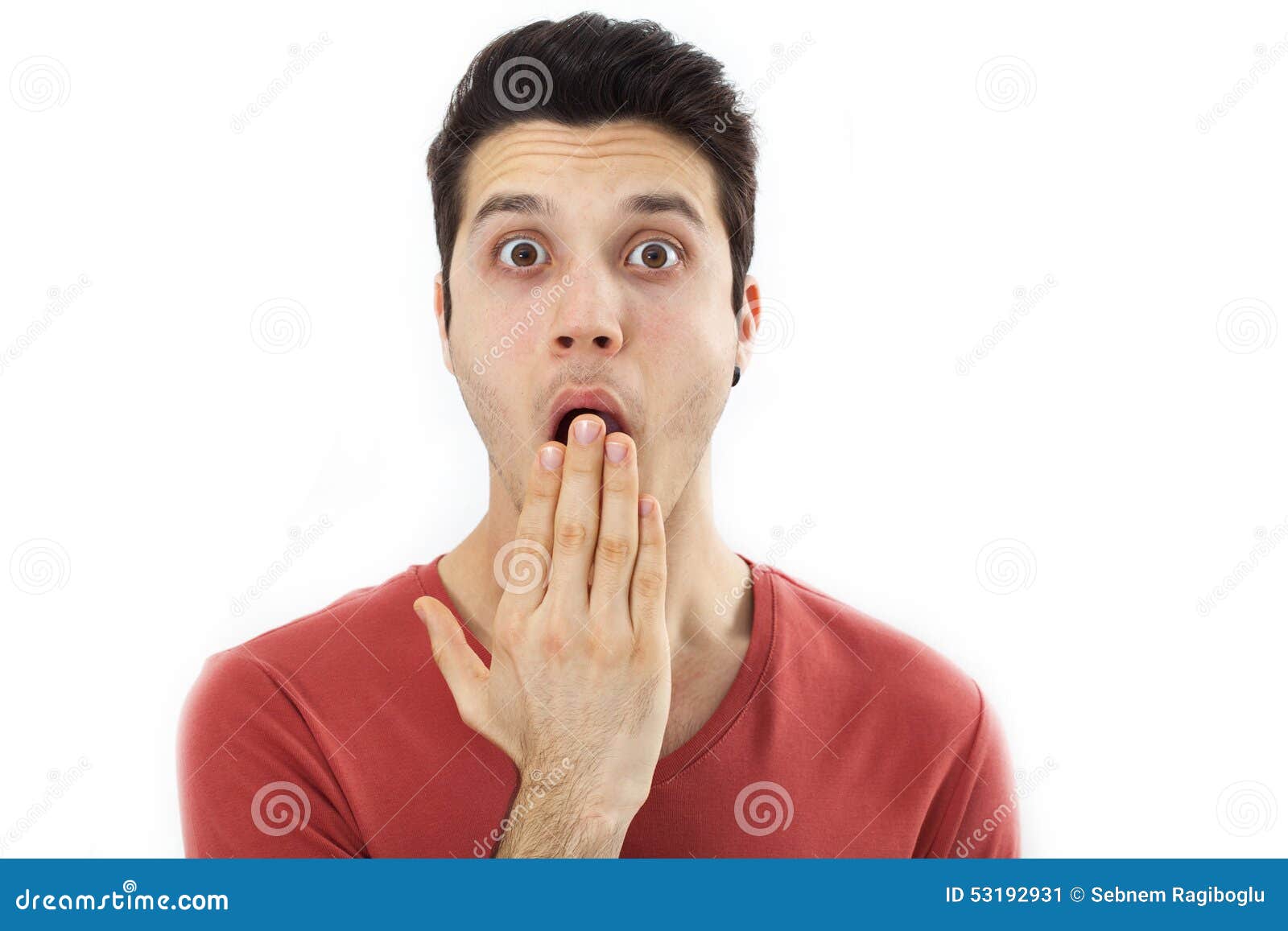 Amazed Young Man on Isolated Stock Image - Image of face, head: 53192931