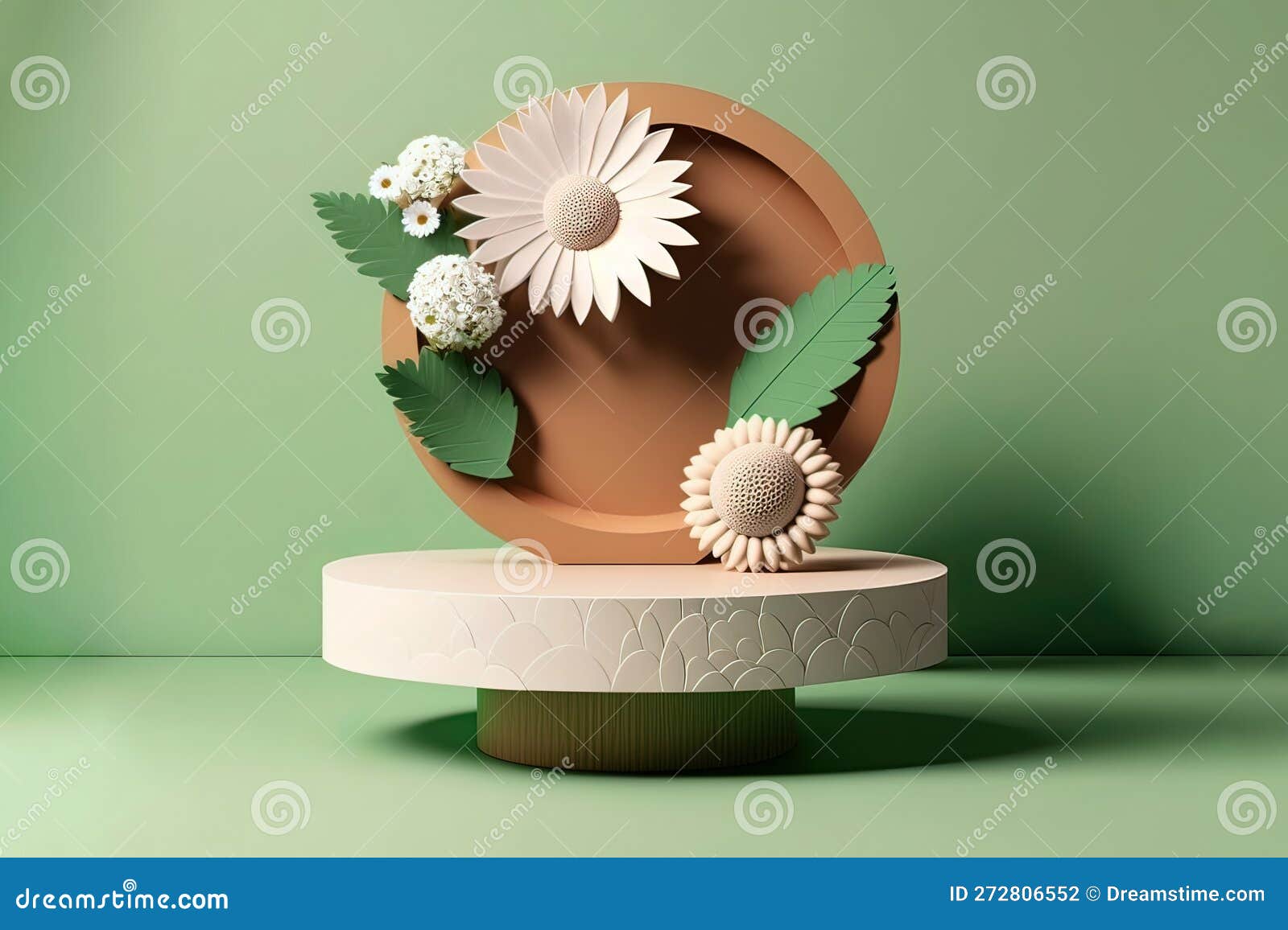 Amazing Abstract 3d Podium Of Nature Spring Installation Artwork Of The ...