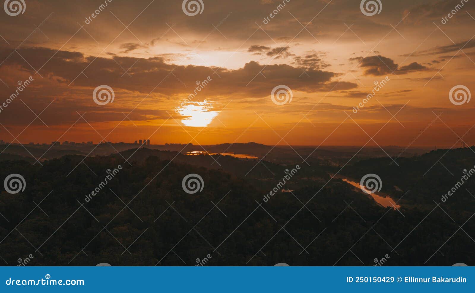 Amazing Aerial View on the Orange Sky, Sunset Sun and Clouds Stock ...
