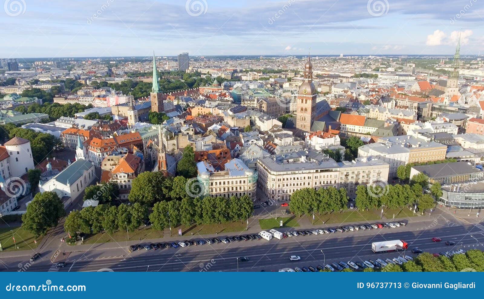 Amazing Aerial View of Riga Skyline, Latvia Stock Image - Image of ...