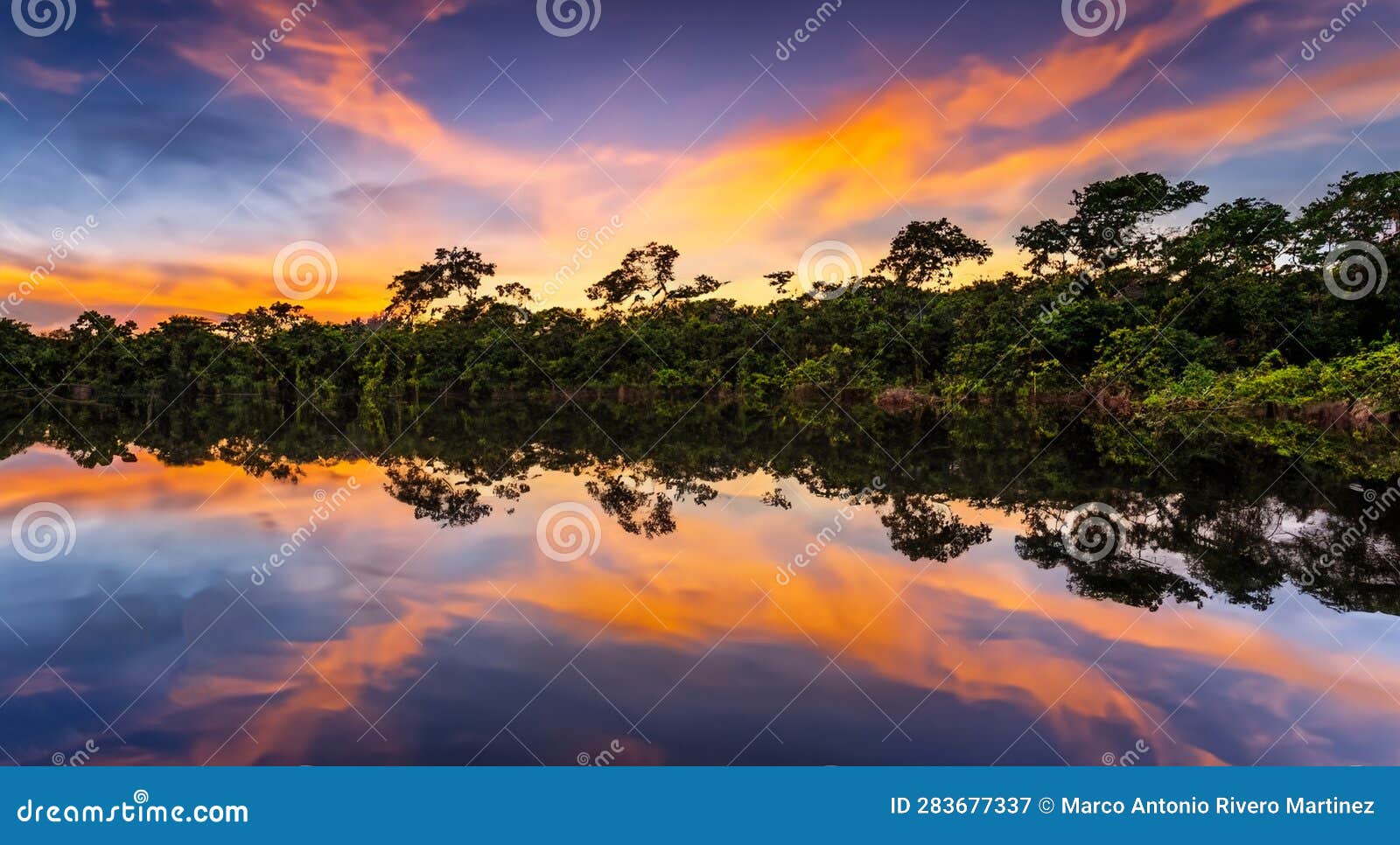 Amazing Amazon River with a Beautiful Sunset in the Background in High ...