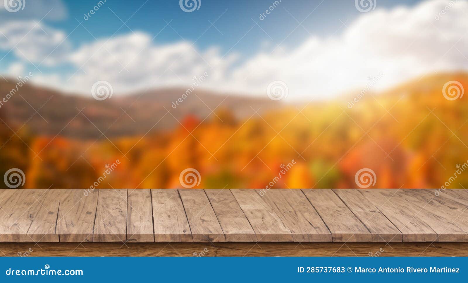 Amazing Autumn Landscape with a Table To Place Objects in High ...