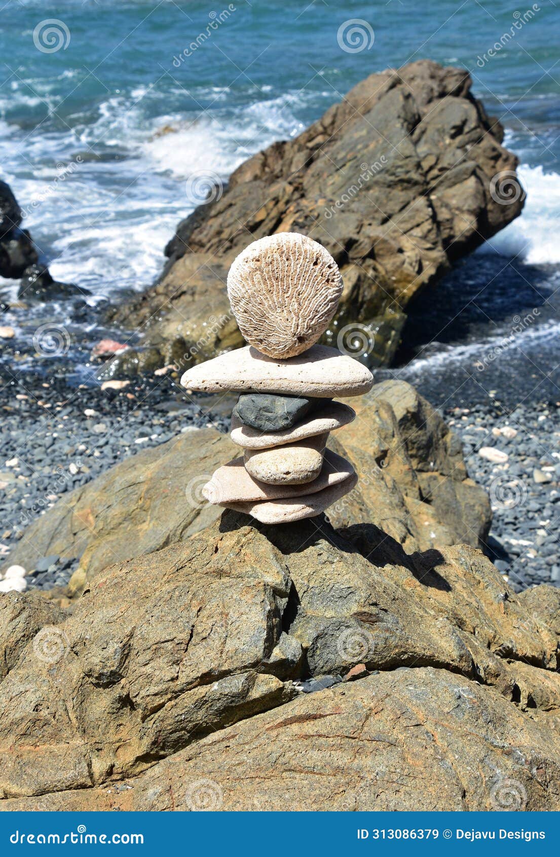 Amazing Balancing Surf Tumbled Stones in a Stack Stock Image - Image of ...