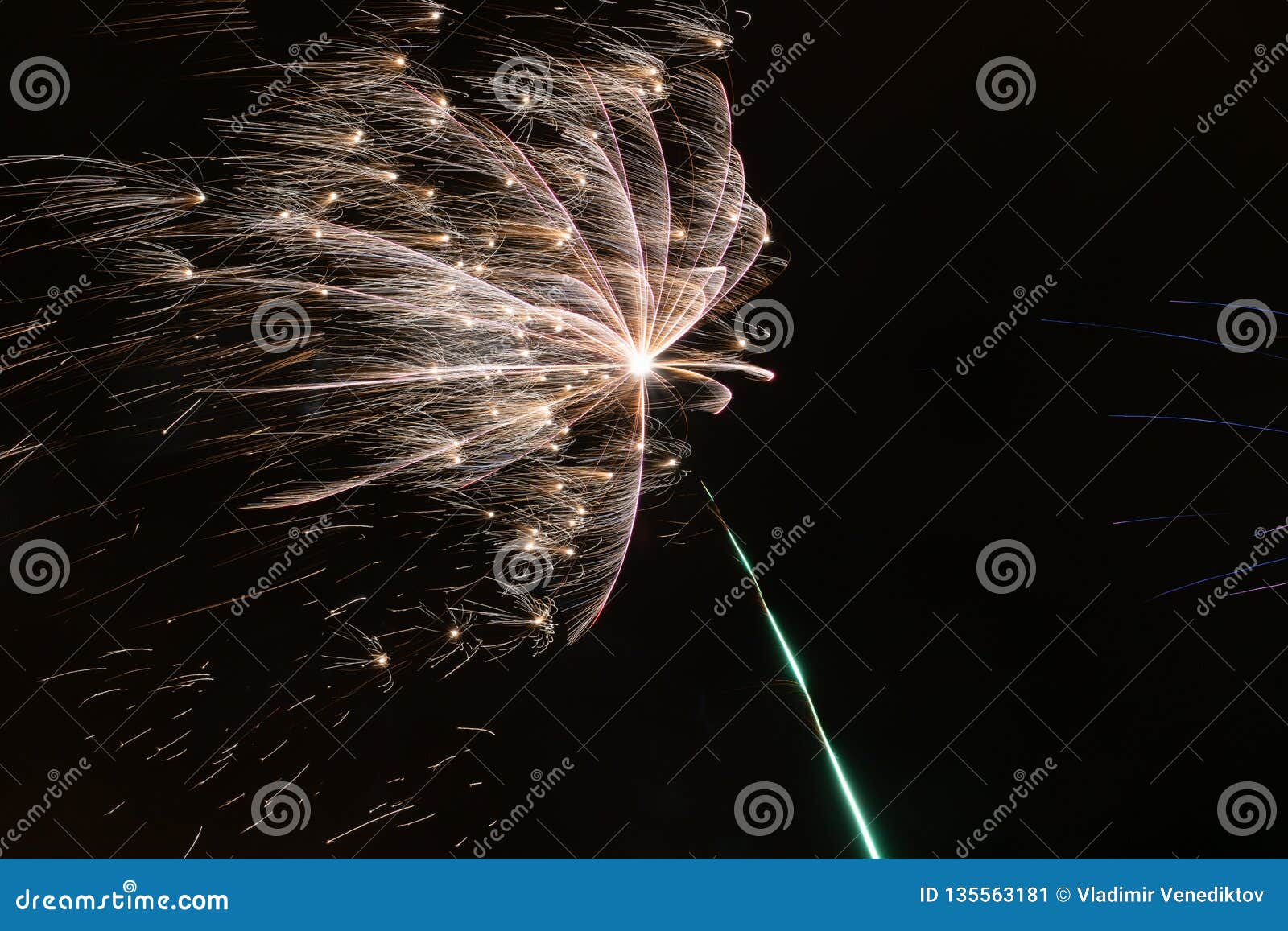 Amazing and Beautiful Fireworks on Dark Background Stock Image - Image ...
