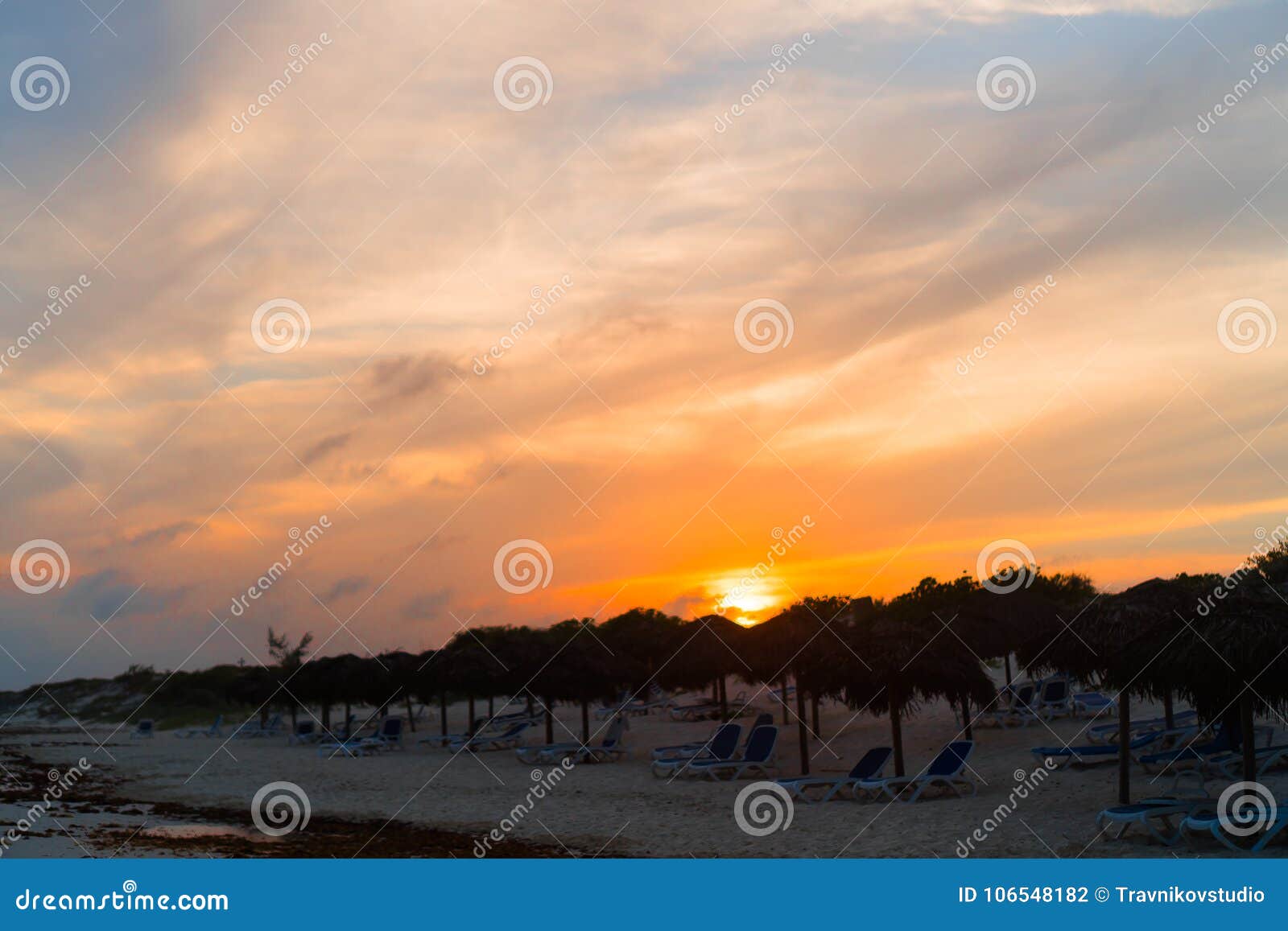 Amazing Beautiful Sunset on an Exotic Caribbean Beach Stock Photo ...