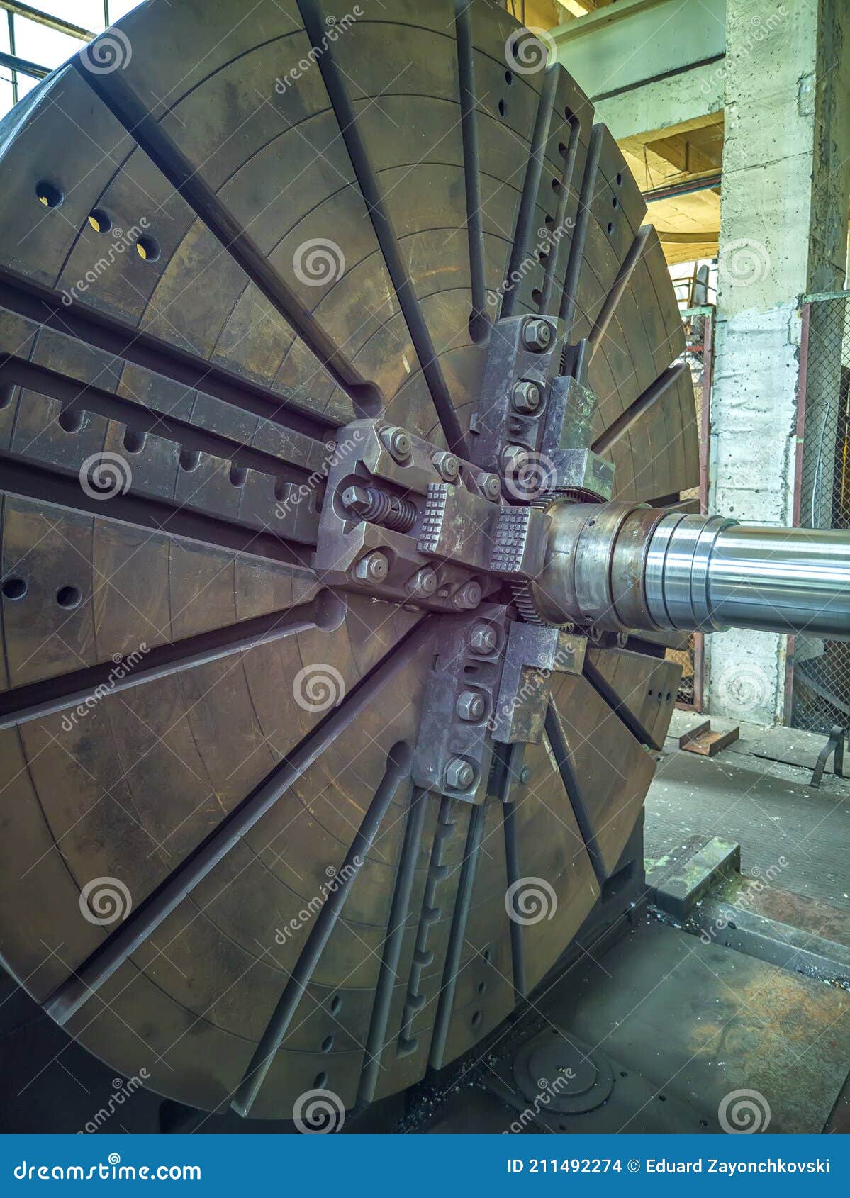 Big Chuck for a Lathe with a Detail. Vertical View Stock Photo - Image ...