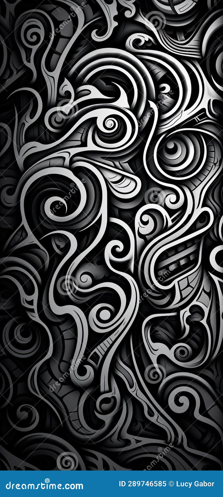 Amazing Black and White Maori Pattern Stock Illustration - Illustration ...