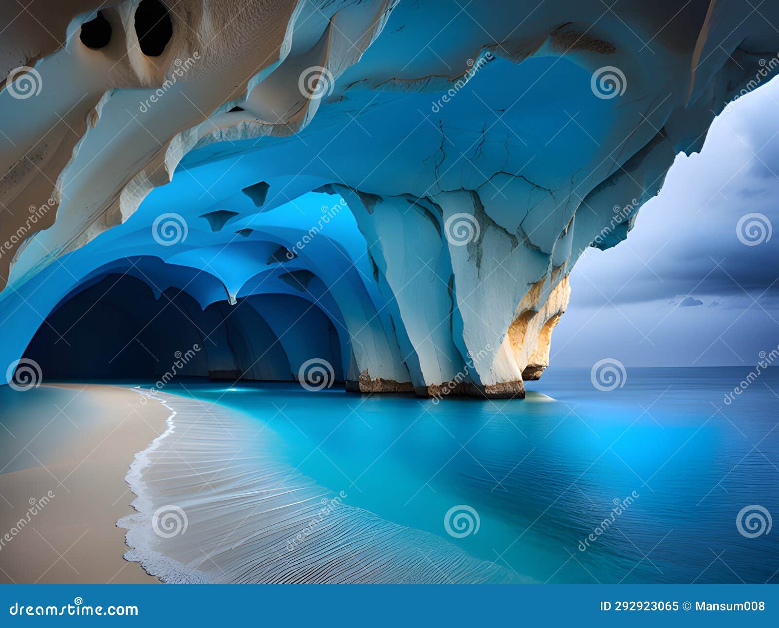 Amazing Blue Lagoon with White Cliffs in Santorini, Greece Stock ...