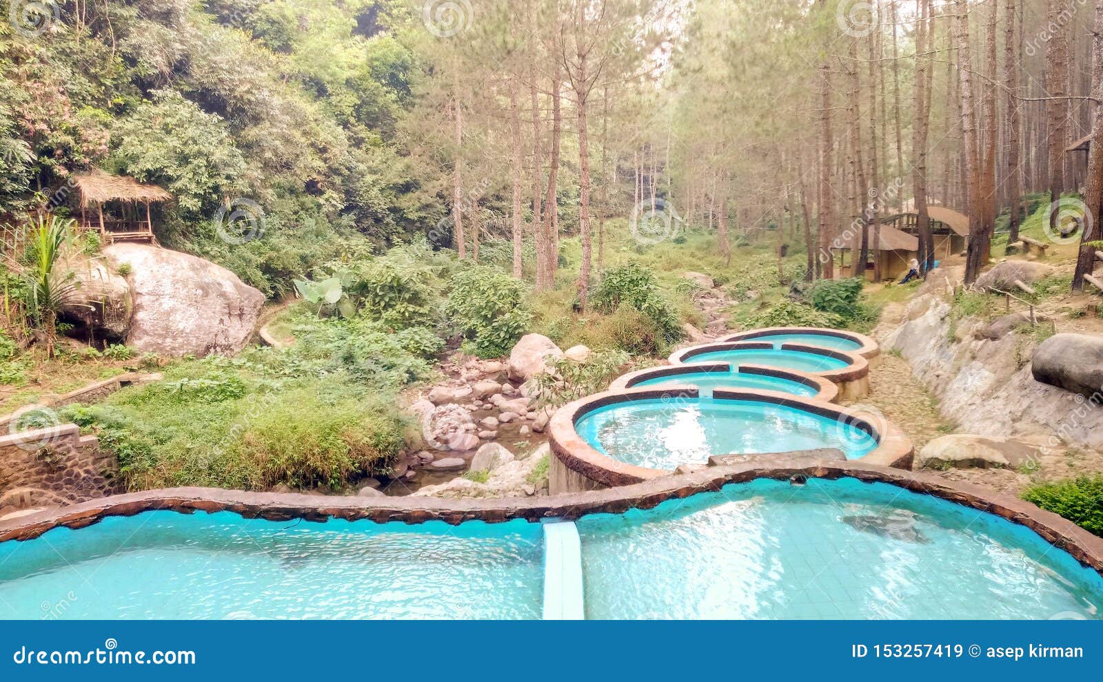 Amazing Blue Pool in the Forest Stock Image - Image of place, pool ...