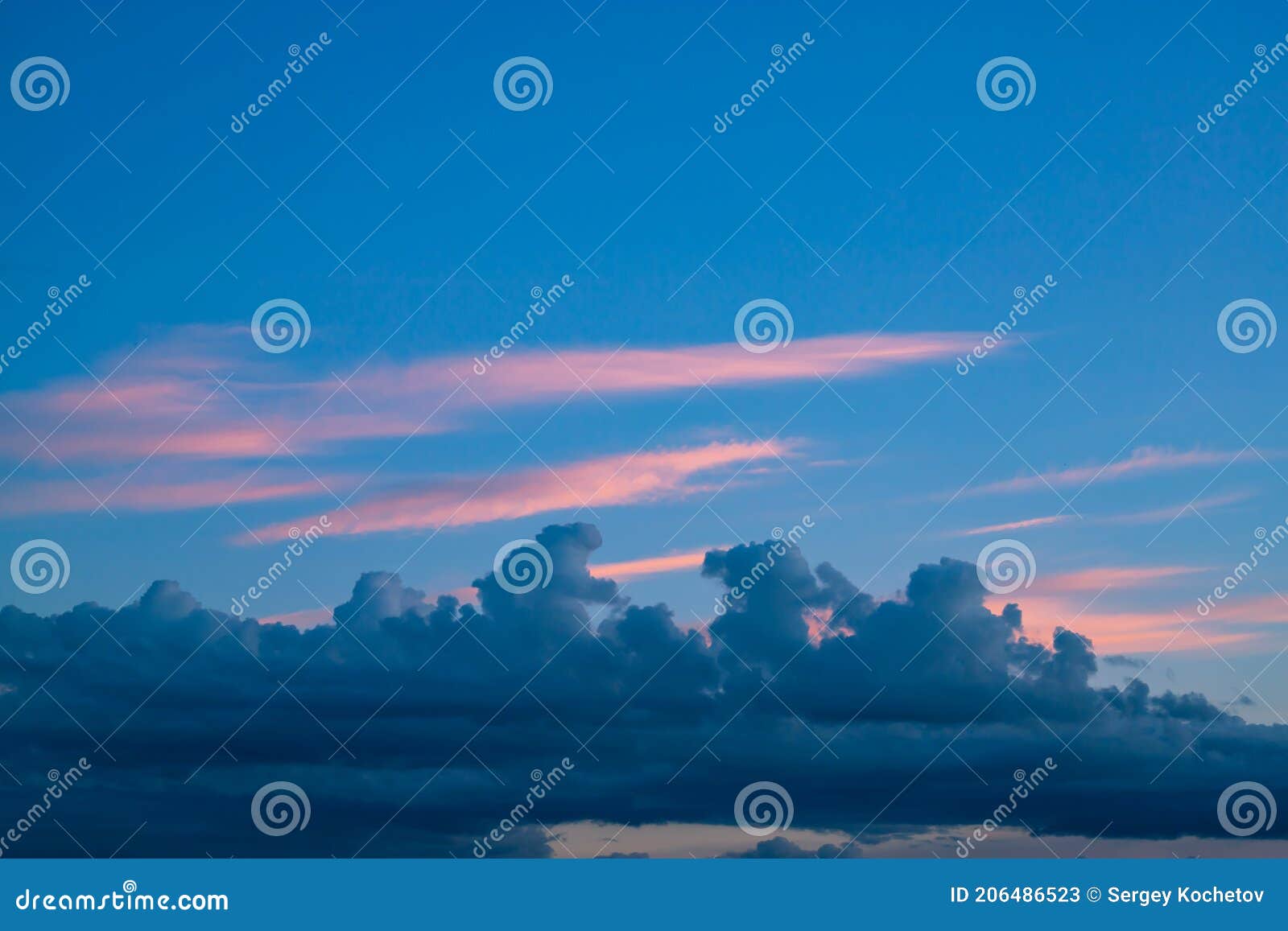 Amazing Blue Sunset Sky. Beautiful Dramatic Sky Stock Image - Image of ...