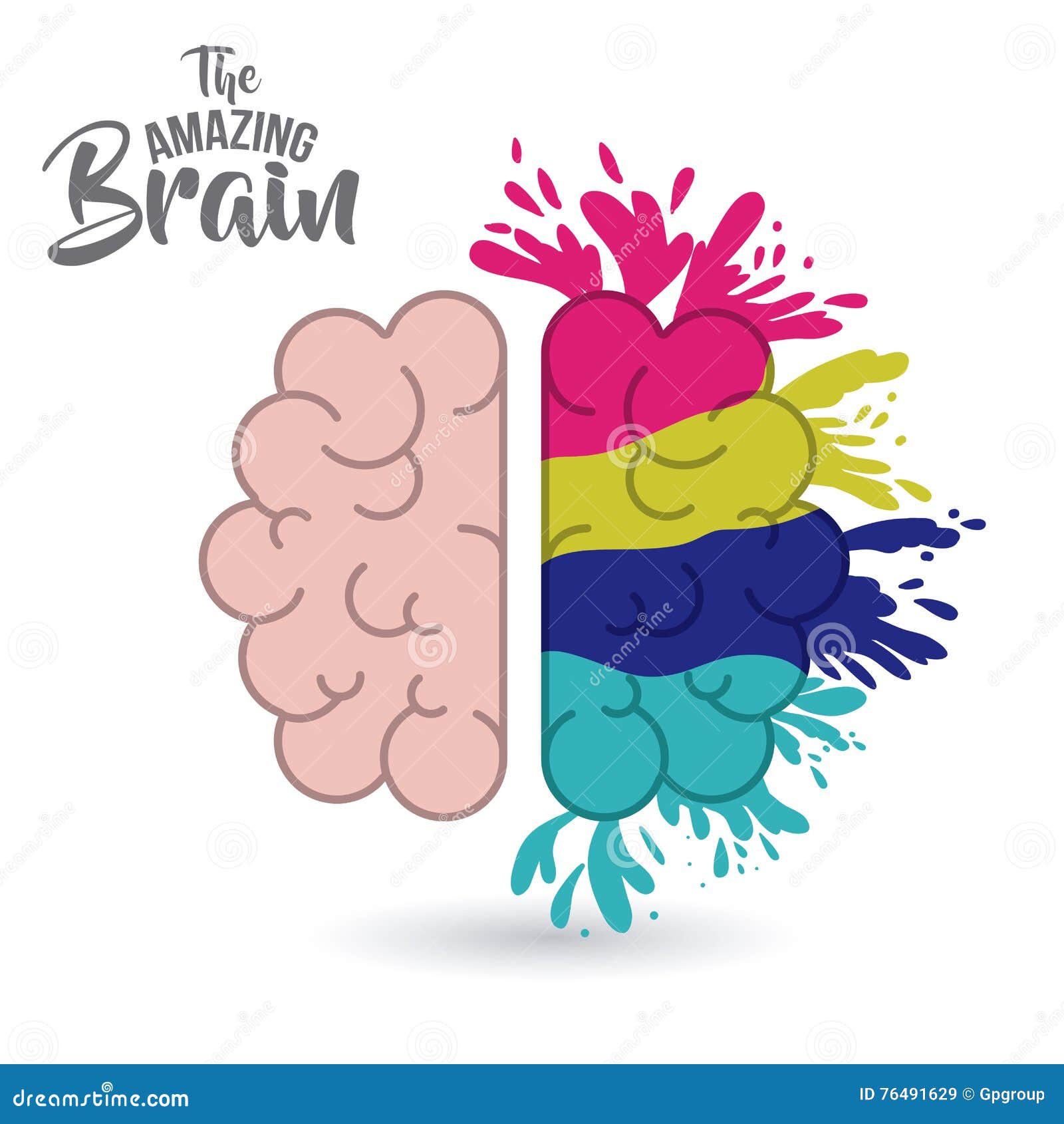 The amazing brain stock vector. Illustration of graphic - 76491629