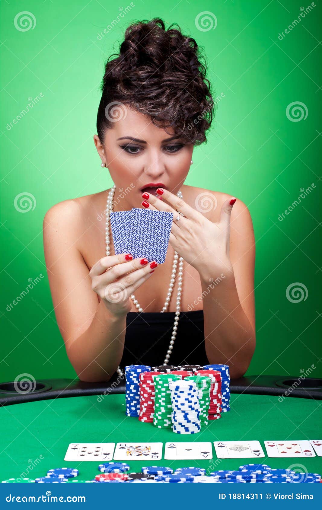 Amazing Cards at Poker Table Stock Image - Image of money, addictive ...