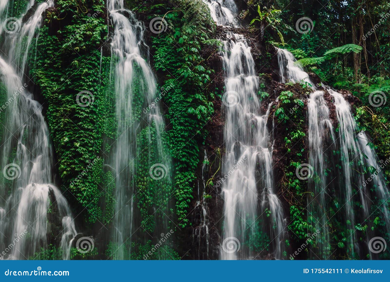 Amazing Cascade Waterfall in a Tropical Jungle at Bali Stock Image ...