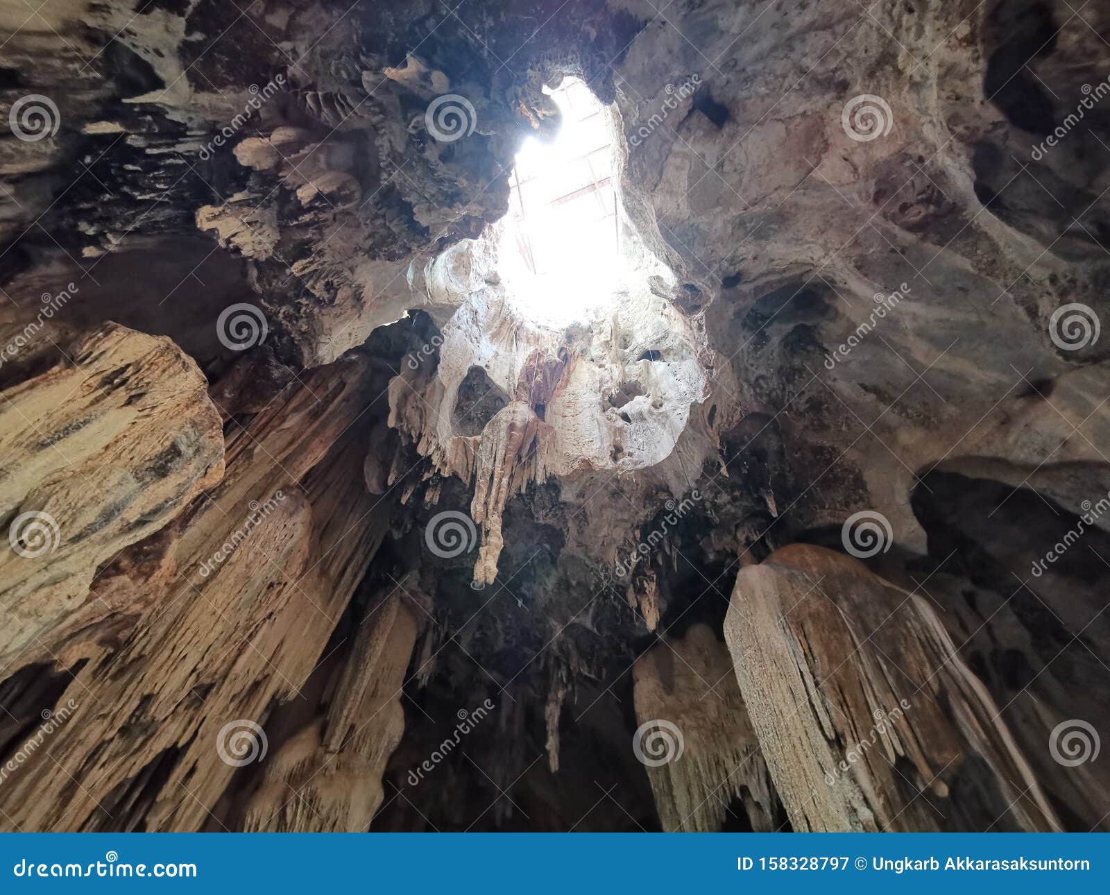 Amazing Cave In Deep Forest With Beautiful Waterfalls Background At ...